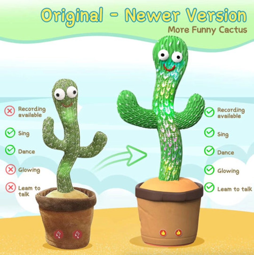 Dancing Cactus Plush Toy Doll Electronic Recording Shake With Song ...