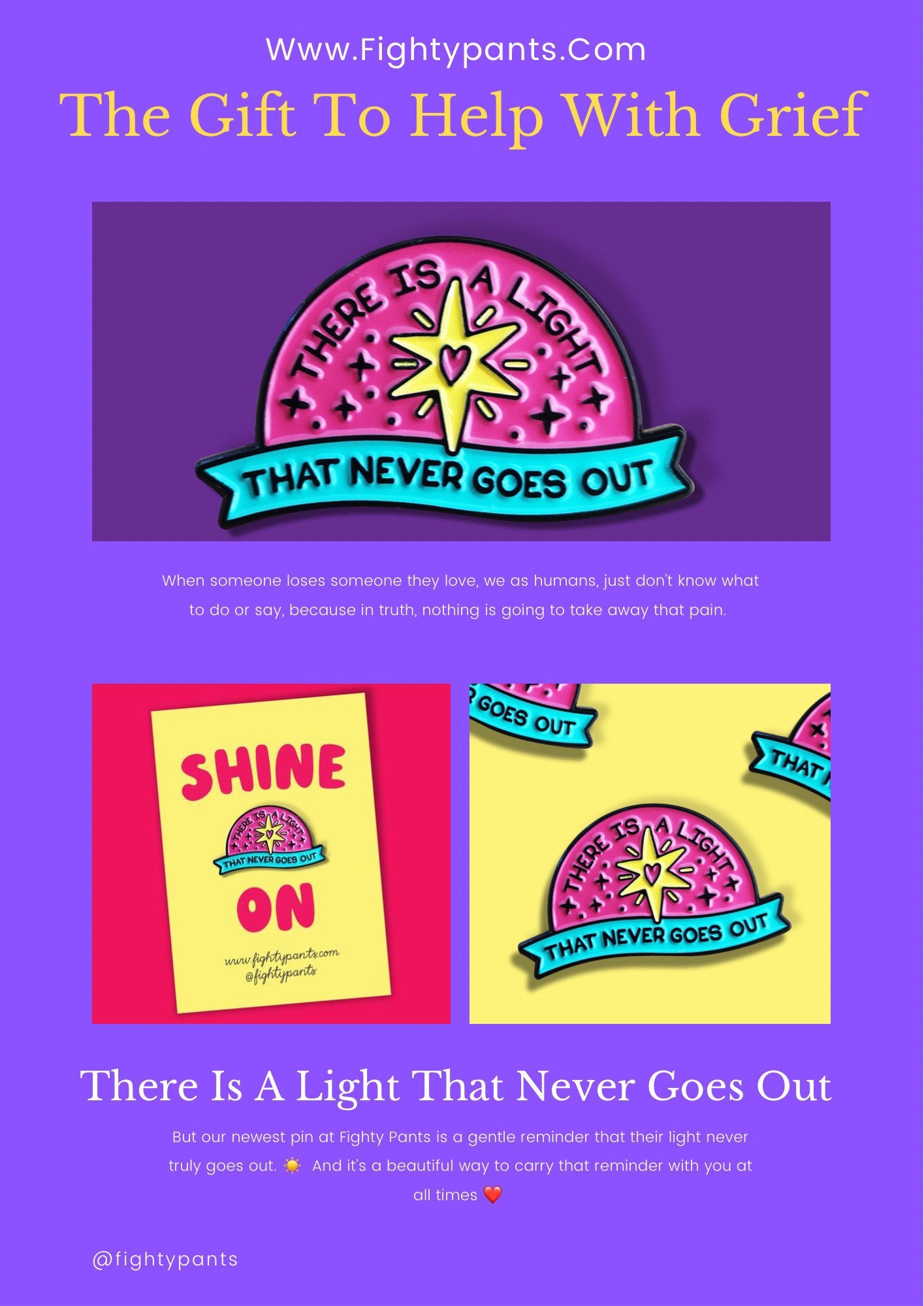 There is A Light That Never Goes Out Grief Pin Badge Sympathy - Etsy UK