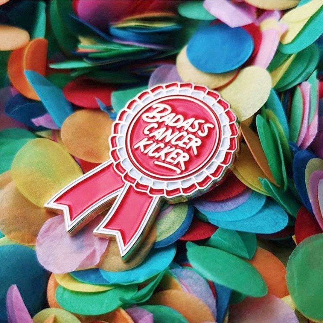 Badass Cancer Kicker Pin Badge - Etsy