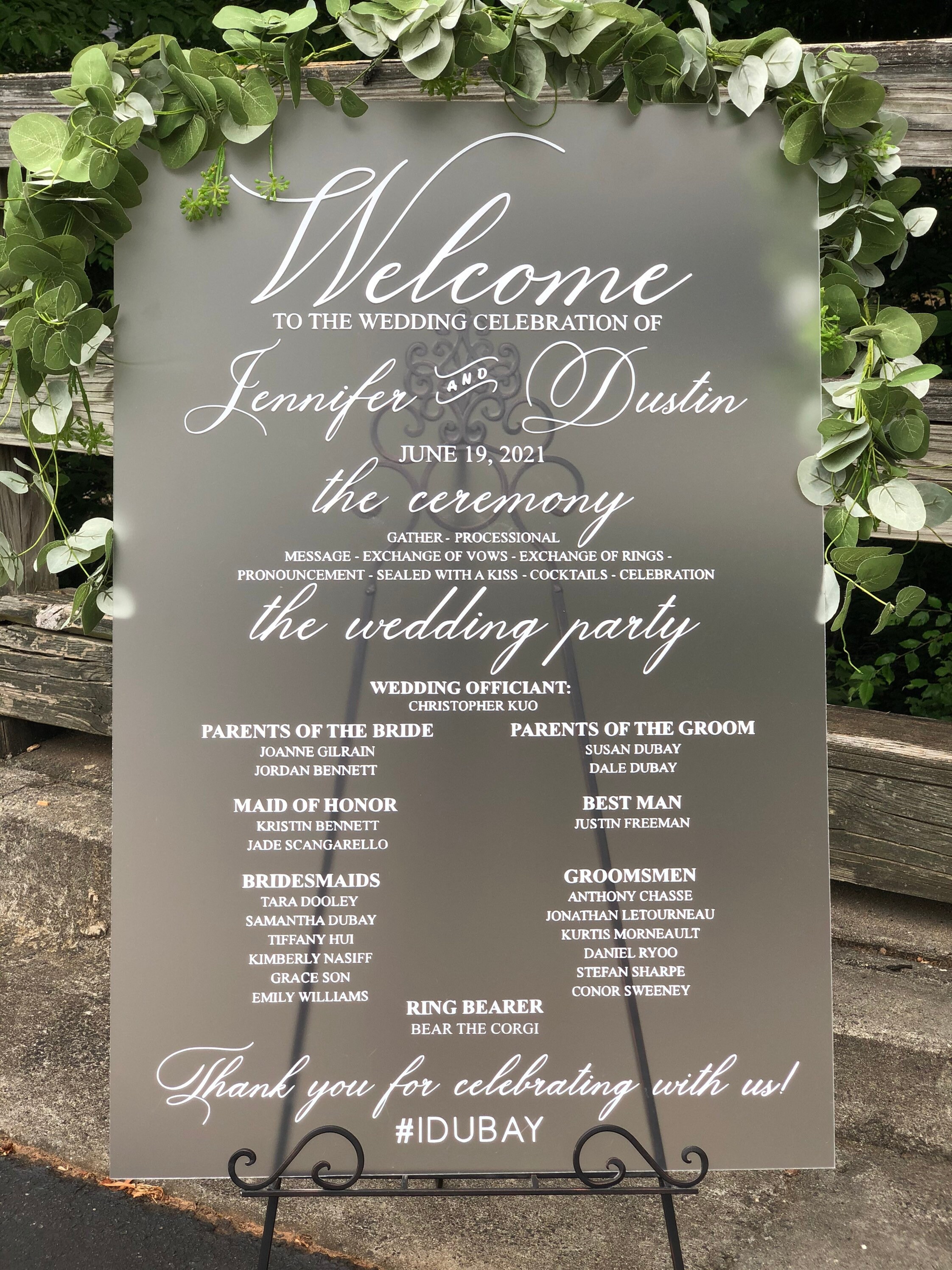 Square Acrylic Wedding Program Sign-white/black/clear/frosted Acrylic ...