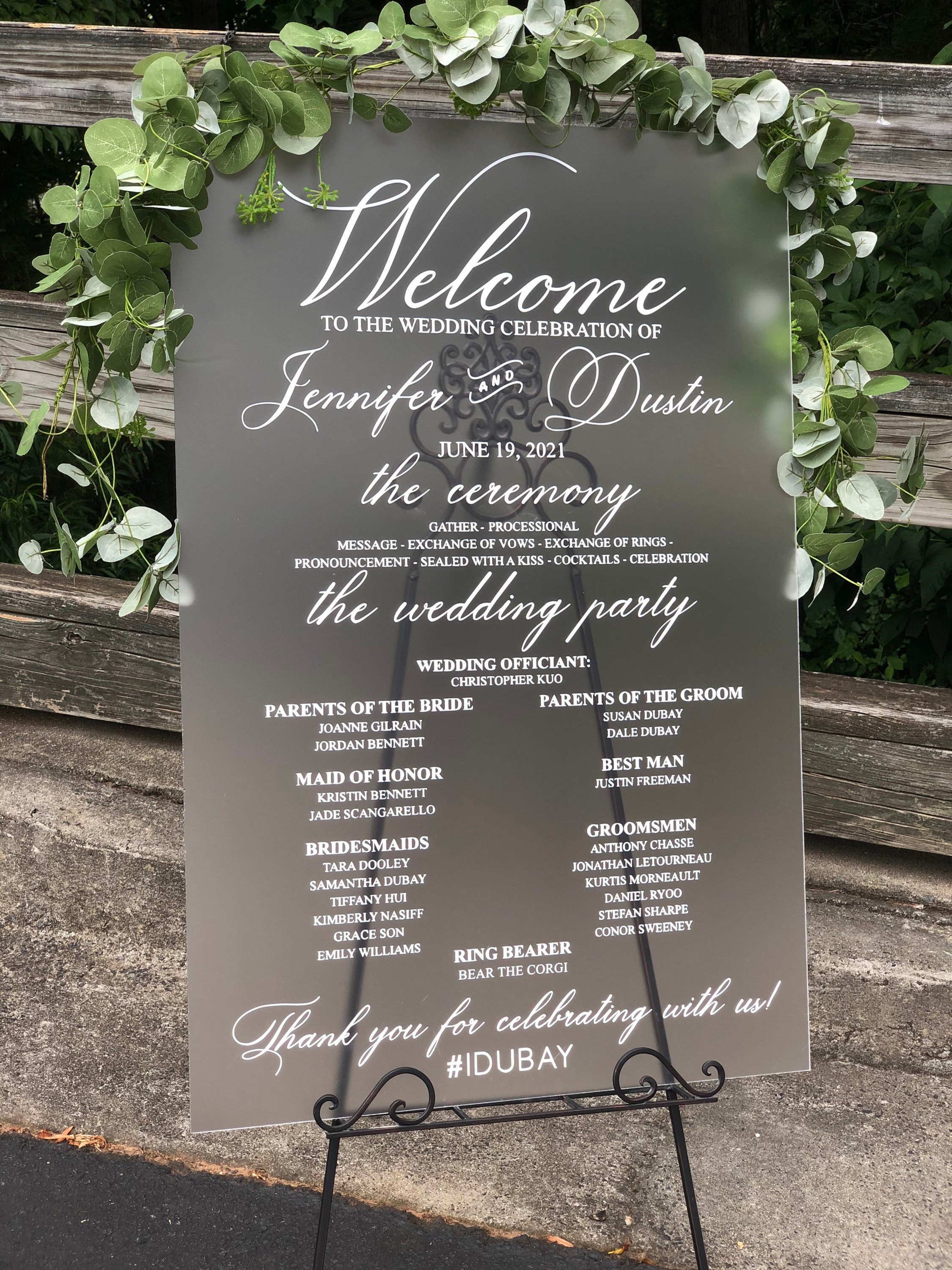 Square Acrylic Wedding Program Sign-white/black/clear/frosted Acrylic ...