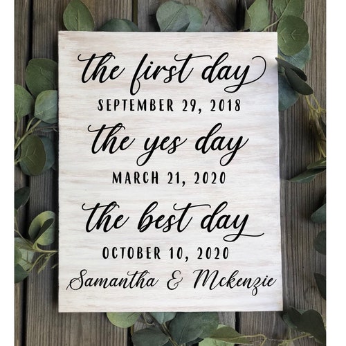 First Day Yes Day Best Day Wedding Sign - Etsy