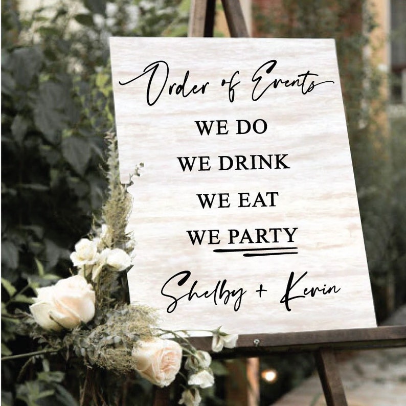 Order of Events Wedding Timeline Sign We Do We Drink We - Etsy