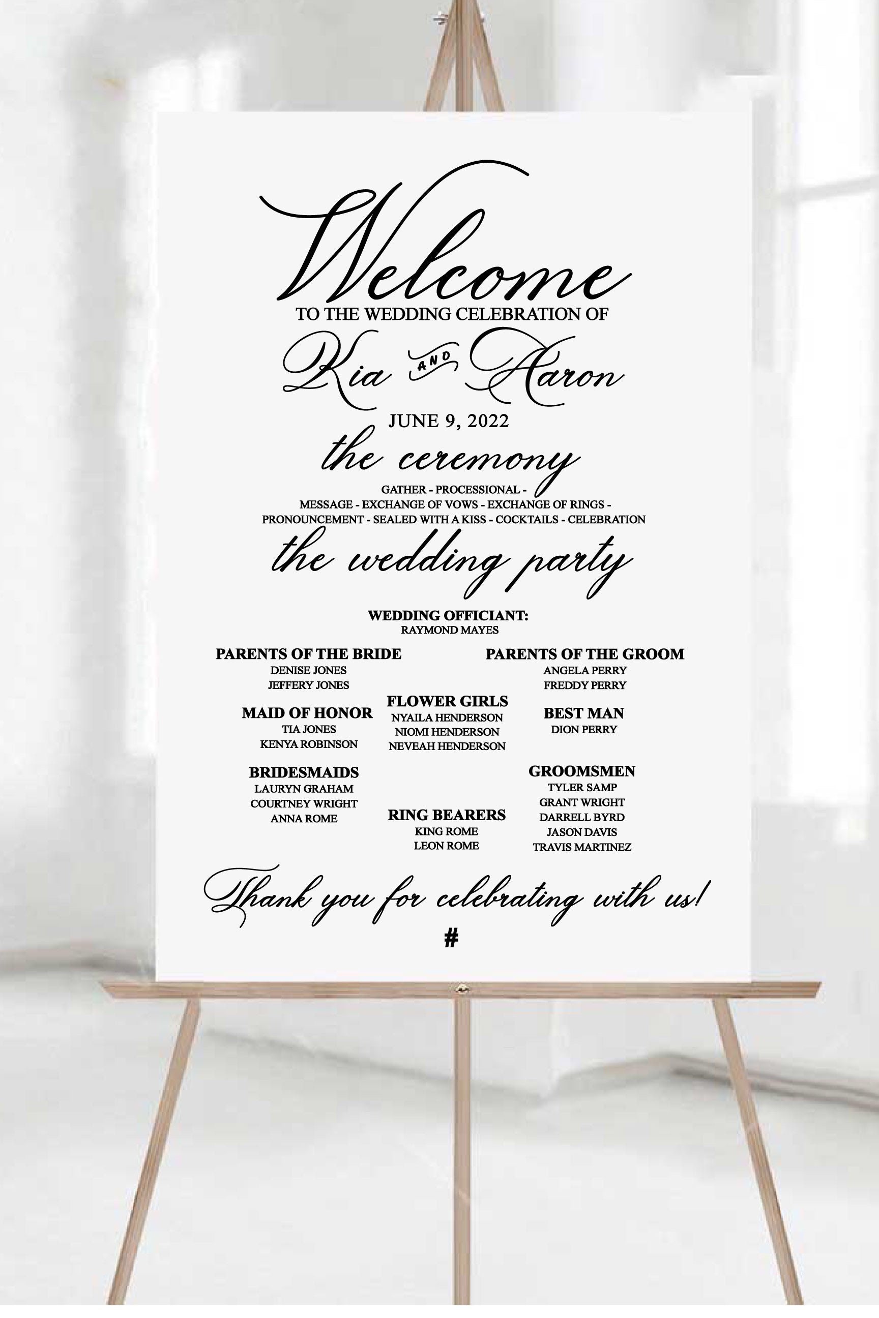 Acrylic Wedding Program Sign-white/black/clear/frosted Acrylic, or Wood ...