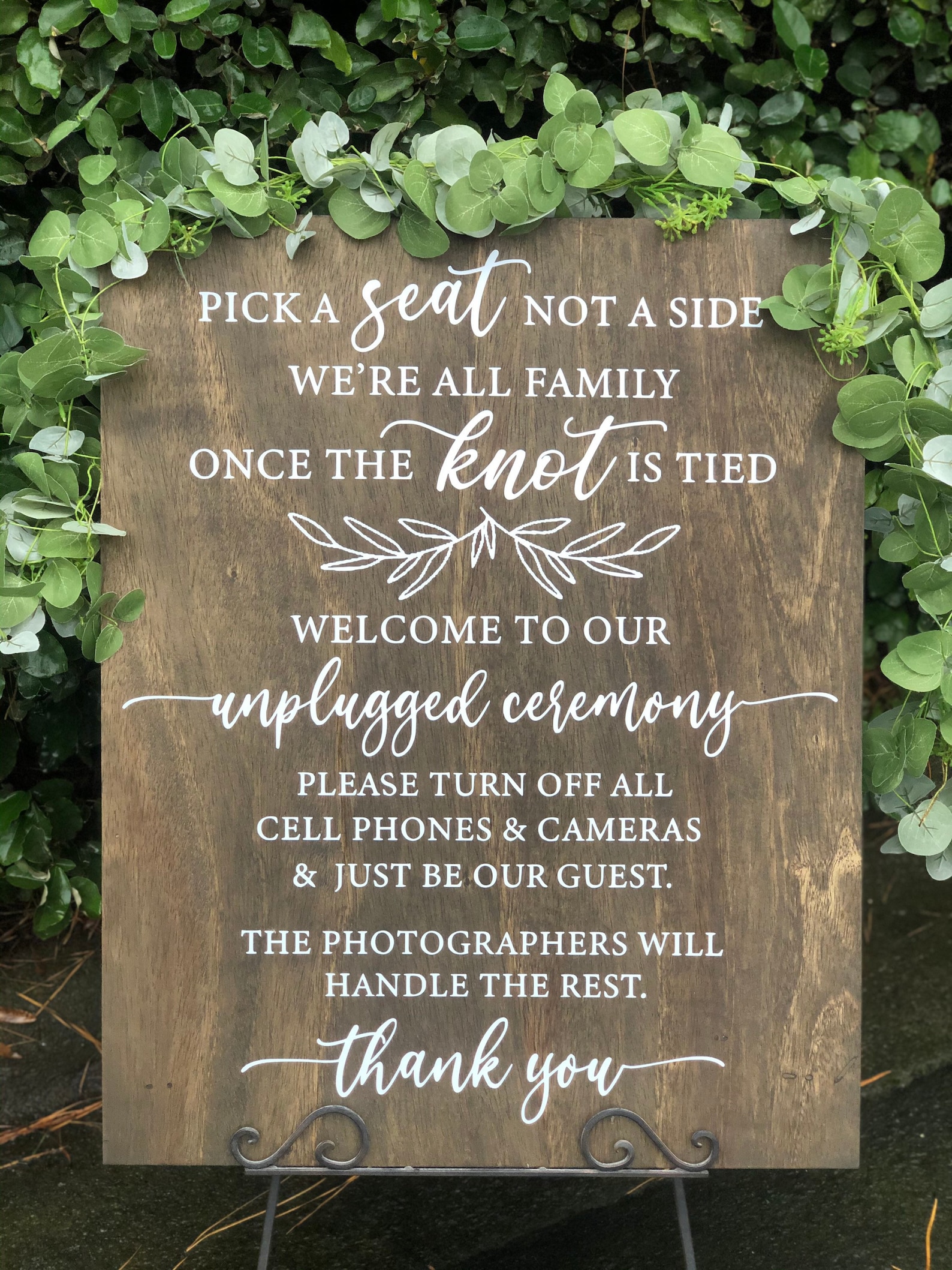 Pick a Seat Not a Side/unplugged Ceremony Wedding Sign - Etsy
