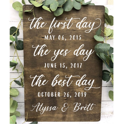 First Day Yes Day Best Day Wedding Sign - Etsy
