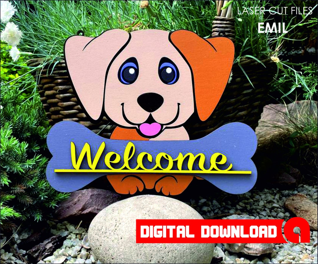 Dog Door Sign, Instant Download, Glowforge File, Dog Gift, Dog Welcome ...