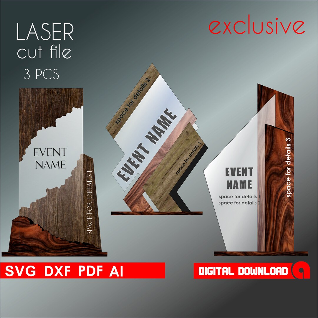 3 Different Designs Award, Svg Laser Files, Glowforge Files, Trophy ...