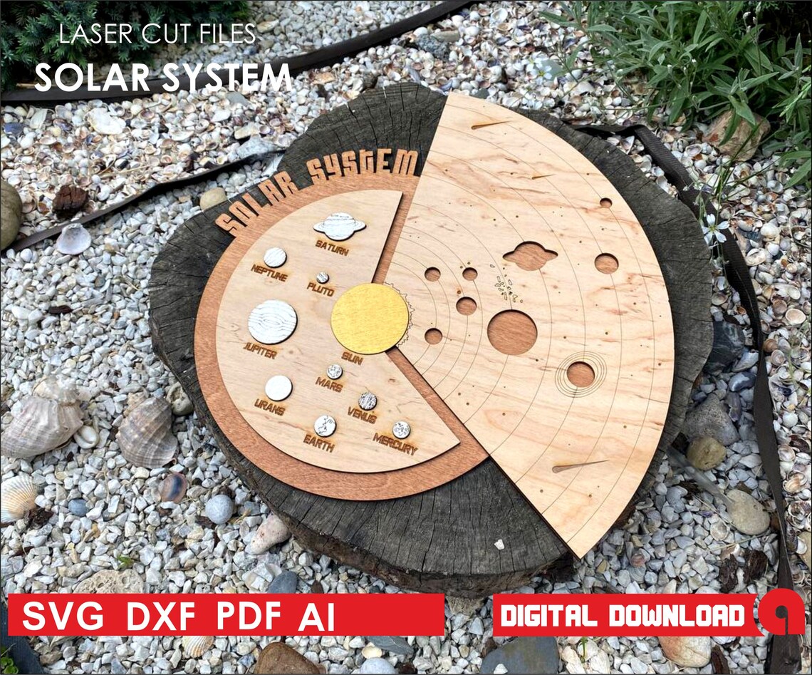 Solar System, Planets, Space Puzzle SVG, File for Glowforge and Laser ...