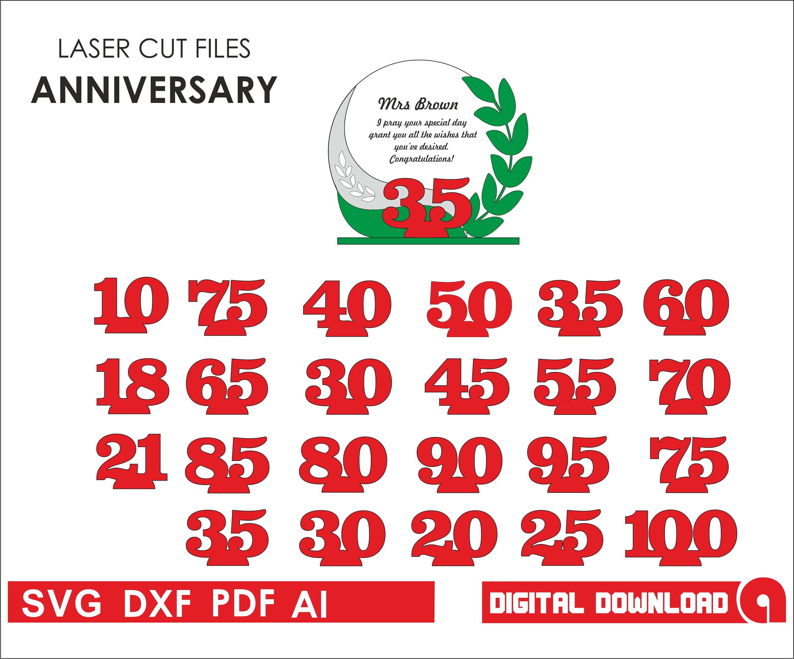 Anniversary Glowforge File Wreath Award Ai SVG PDF Cut - Etsy