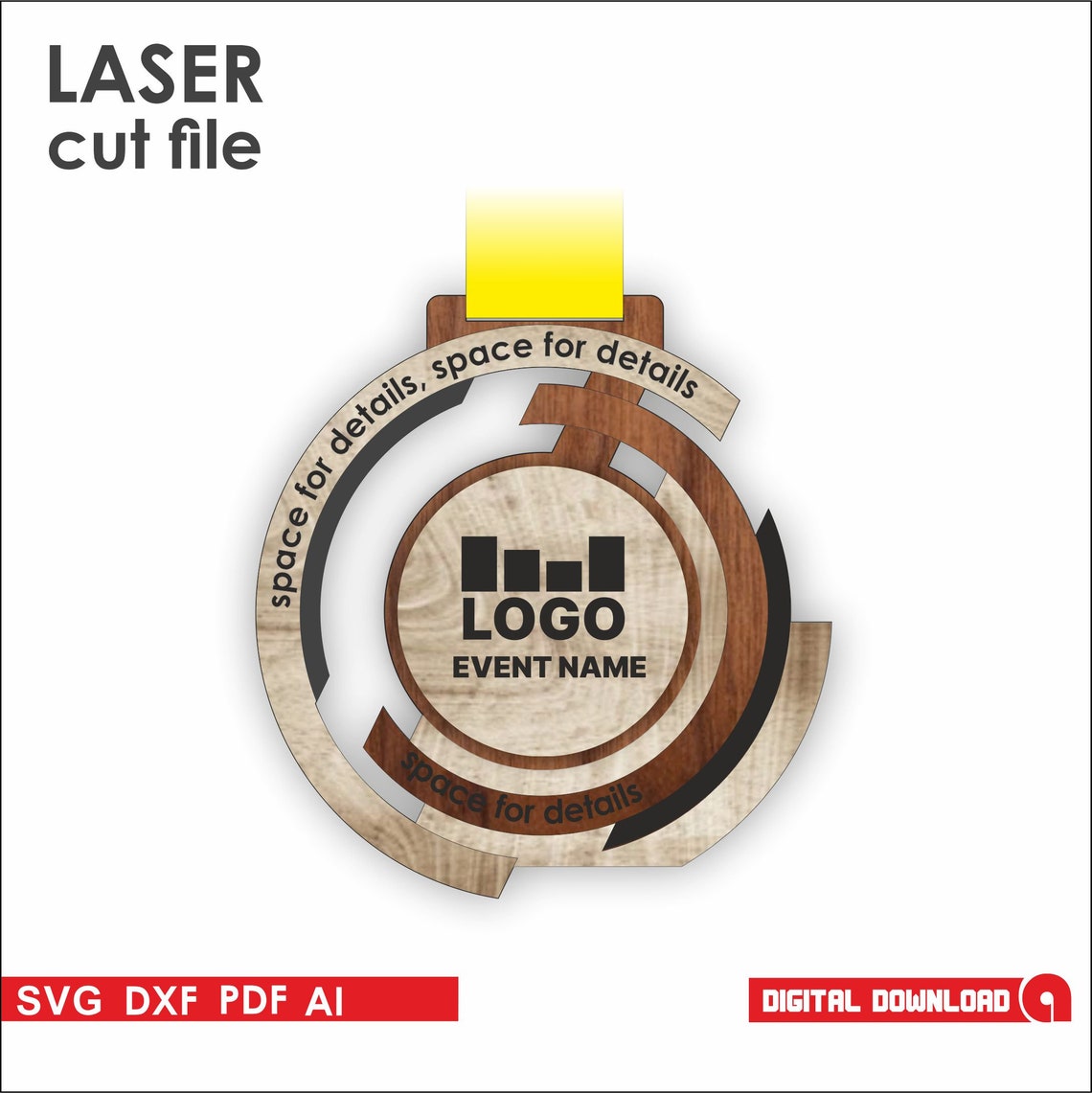 Medal Laser Cut File, 2 Different Designs Award Trophy Laser Cut Pack ...