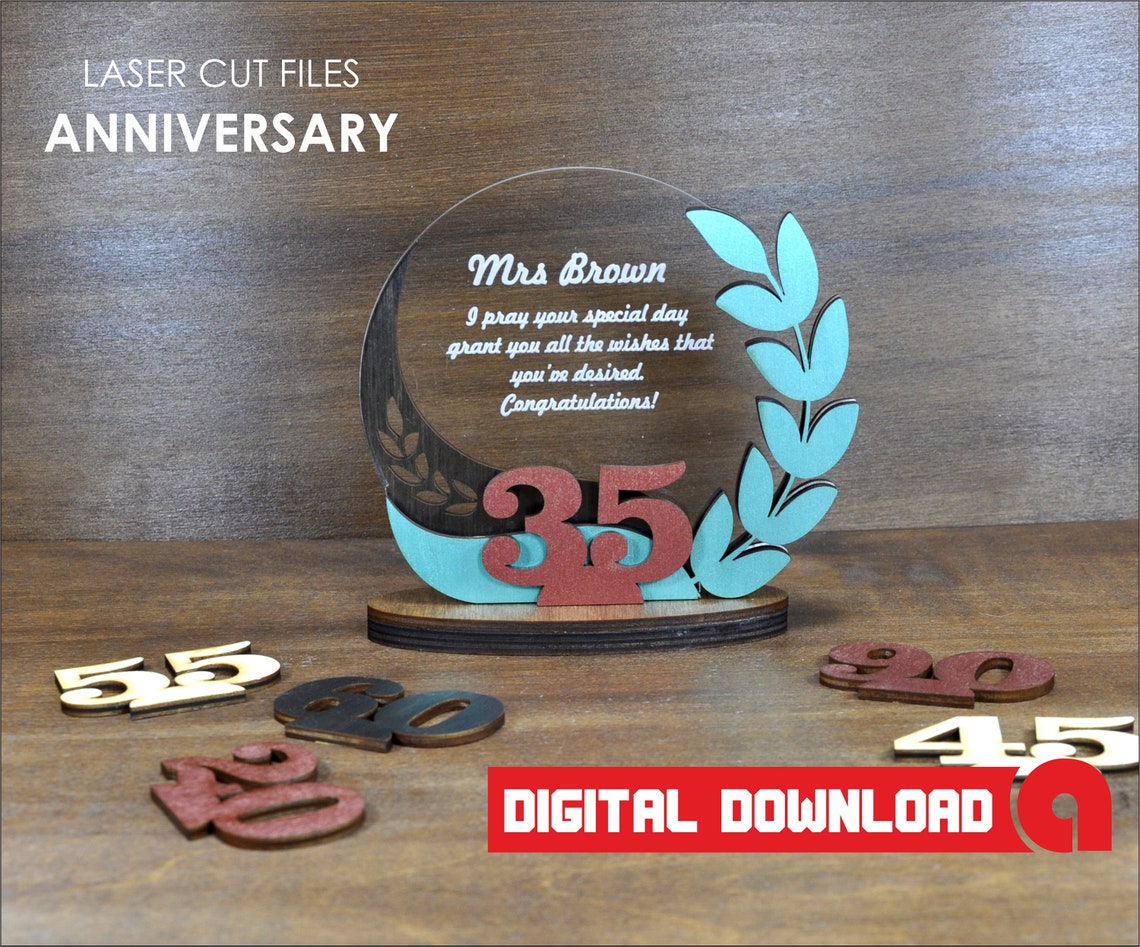 Anniversary, Glowforge File, Wreath Award - Ai, SVG, PDF Cut File ...