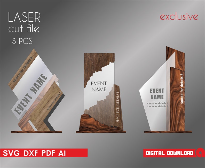 3 Different Designs Award, Svg Laser Files, Glowforge Files, Trophy ...