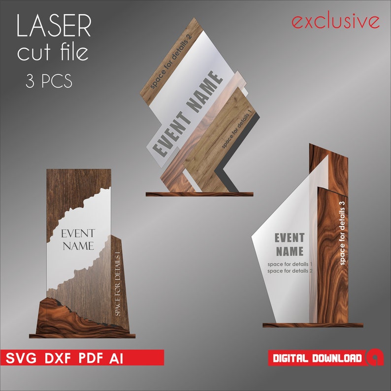 3 Different Designs Award, Svg Laser Files, Glowforge Files, Trophy ...