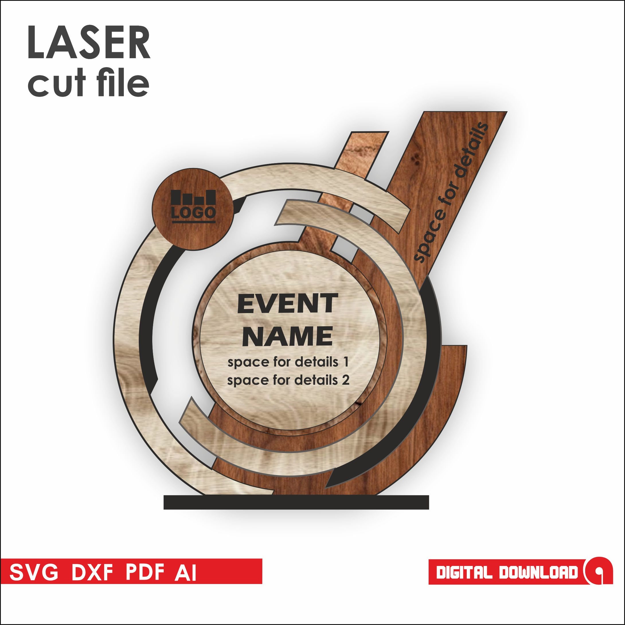 Medal Laser Cut File, 2 Different Designs Award Trophy Laser Cut Pack ...