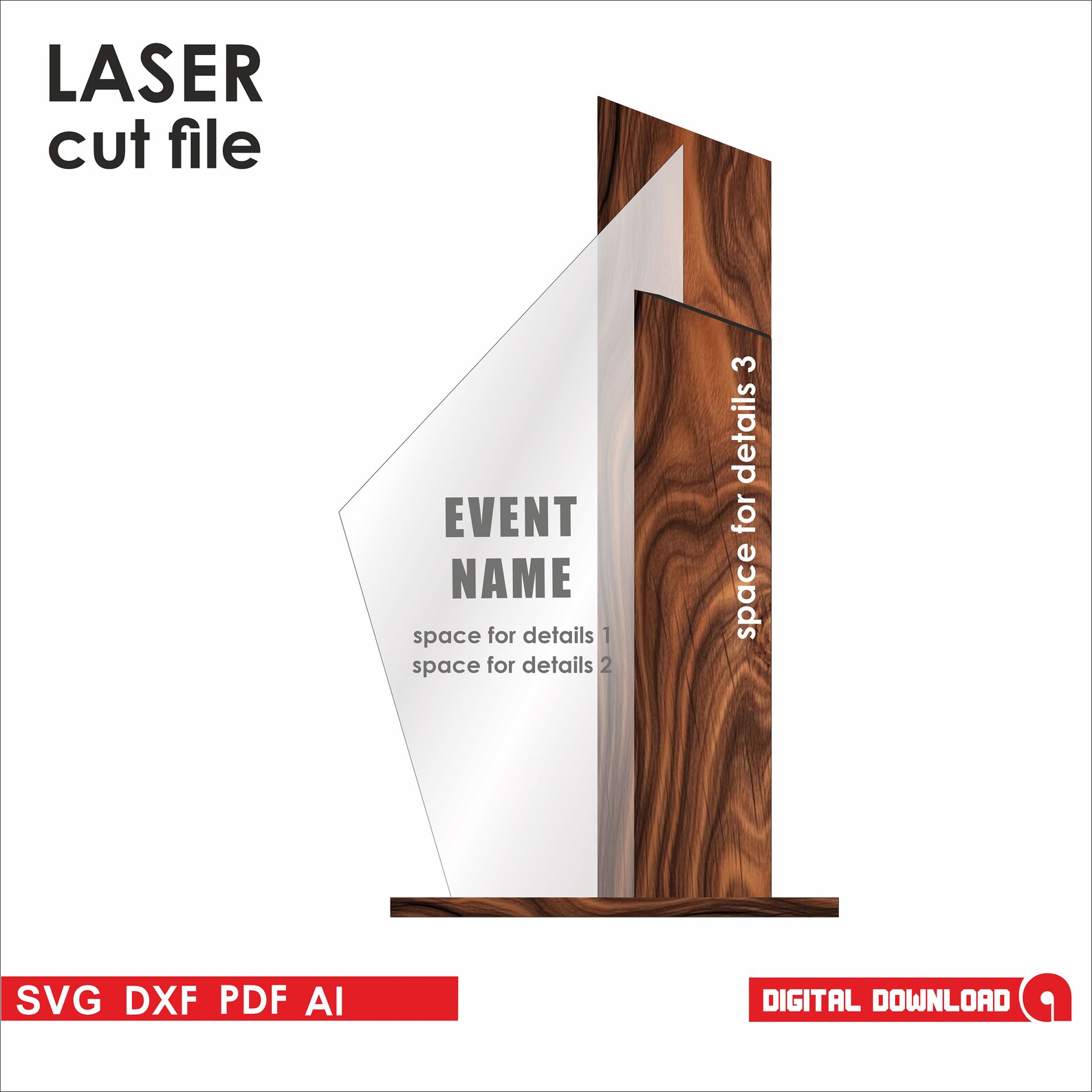 3 Different Designs Award, Svg Laser Files, Glowforge Files, Trophy ...