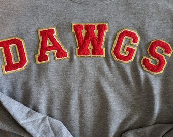 DAWGS Chenille Letter Sweatshirt - Etsy