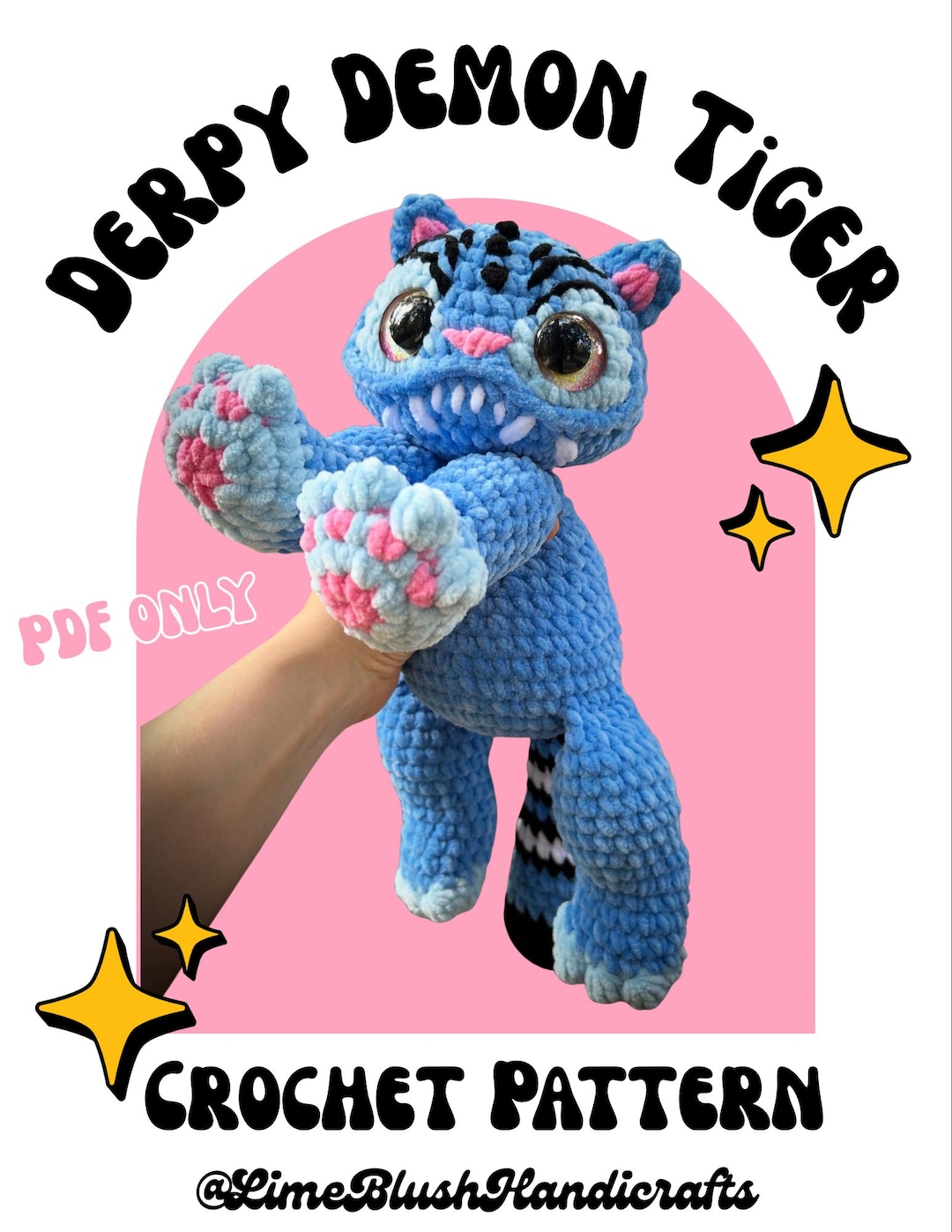 Derpy Demon Tiger Crochet Pattern - Etsy