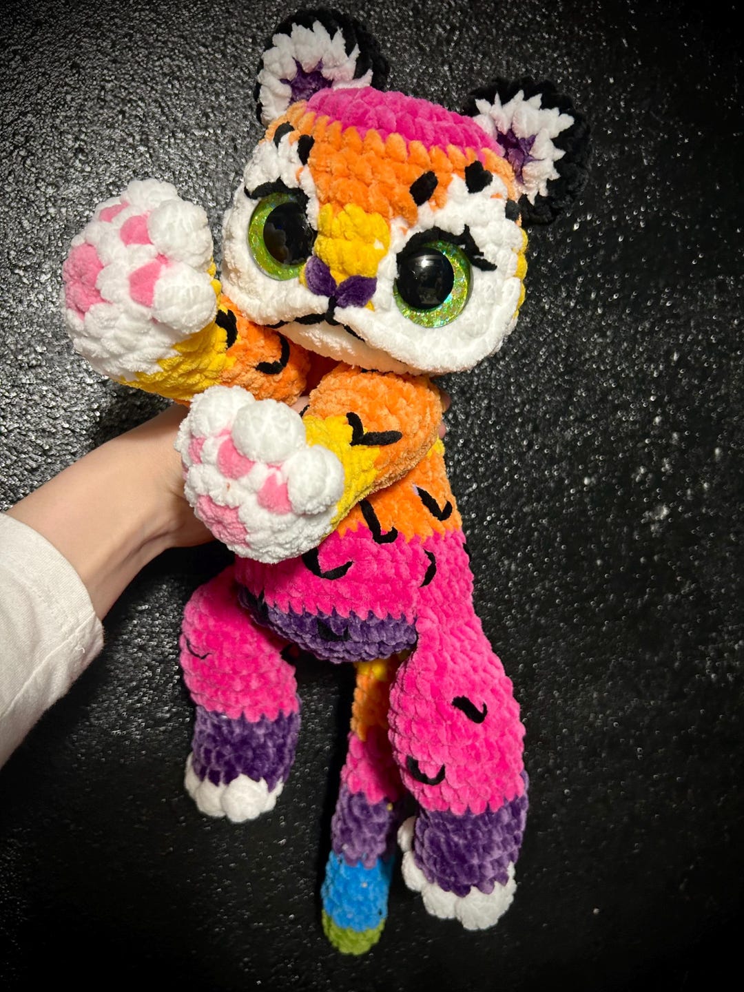 Handmade Crochet Rainbow Leopard Plushie Stuffed Animal Doll Made to ...
