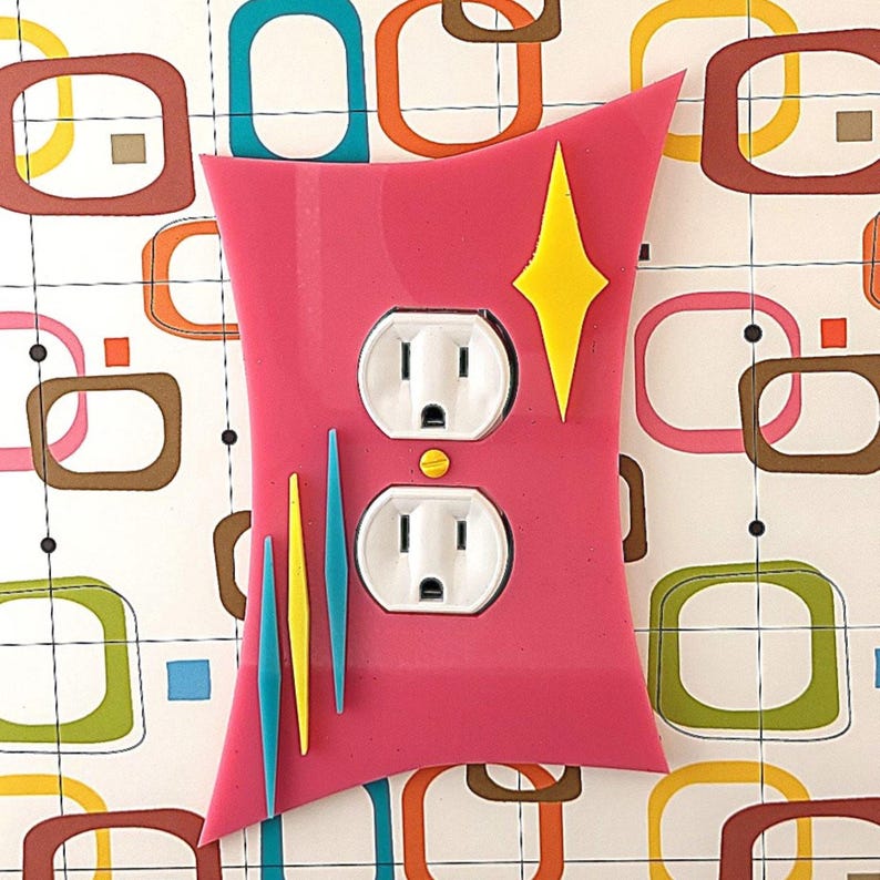 Mid Century Modern Acrylic Light Switch Cover: Abstract Diamond Design ...