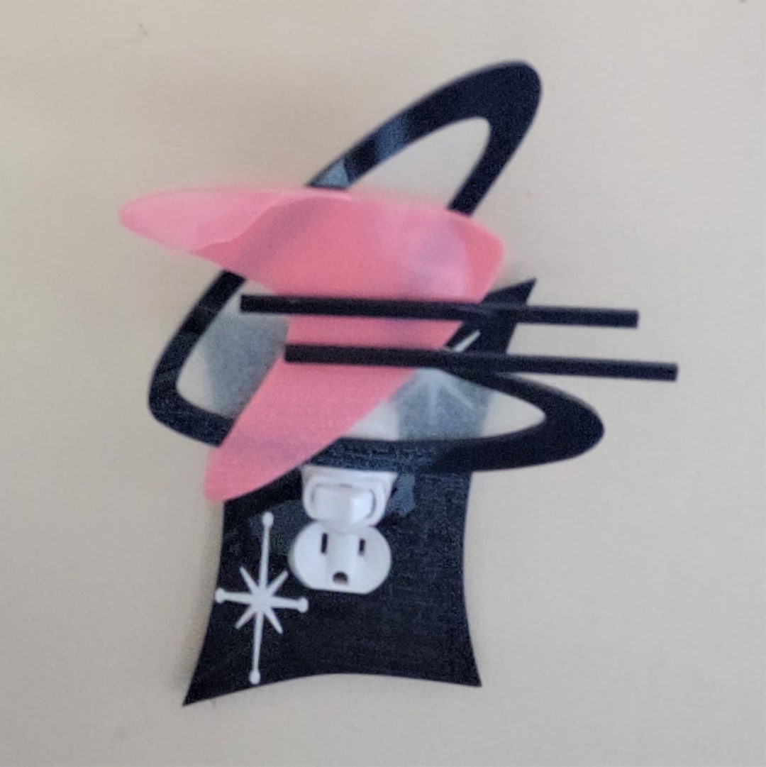 Mid Century Modern Inspired boomerang Shaped Night Light Black & Pink ...