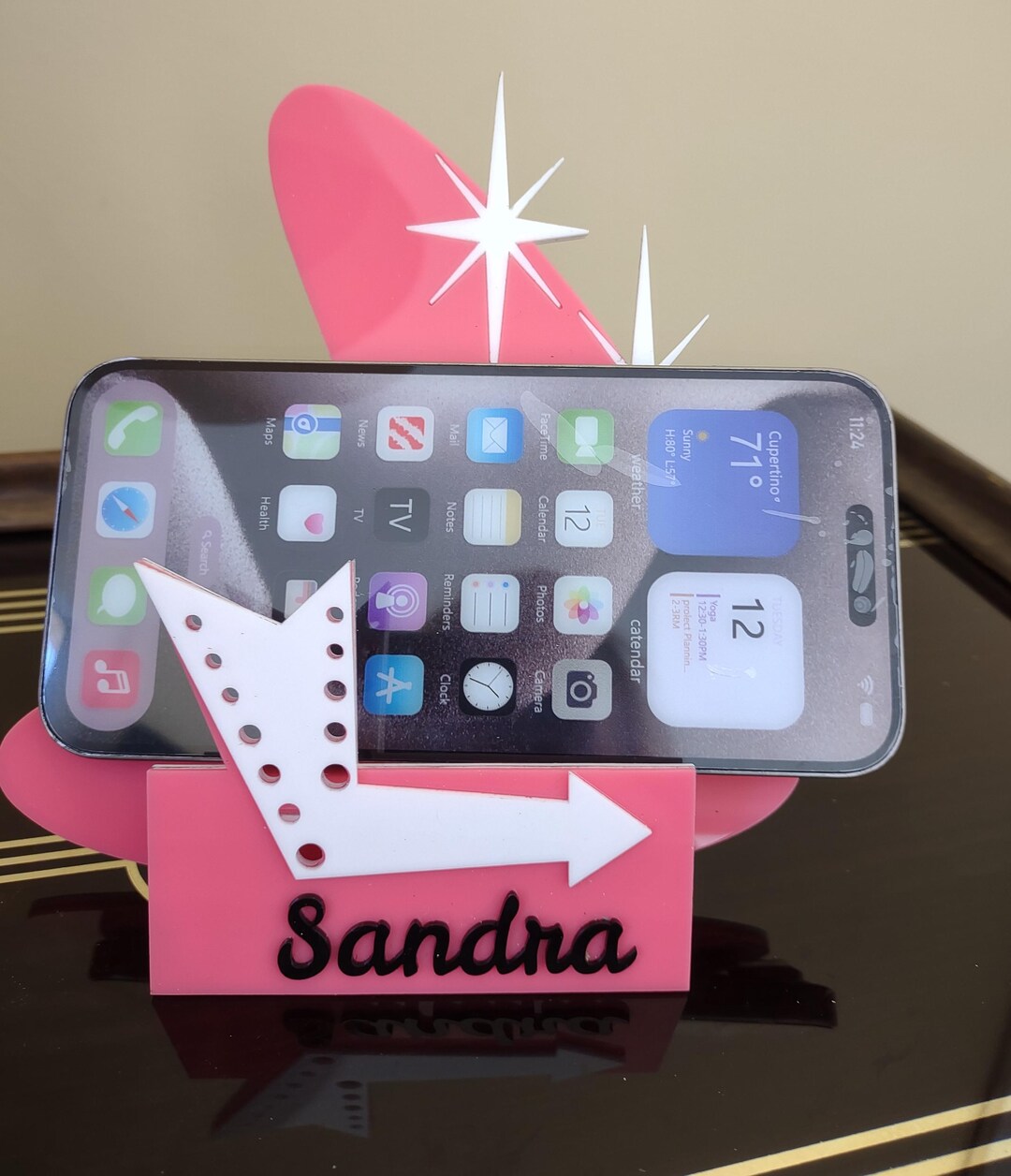Mid Century Modern Acrylic Cell Phone Stand: Boomerang Starburst Design ...