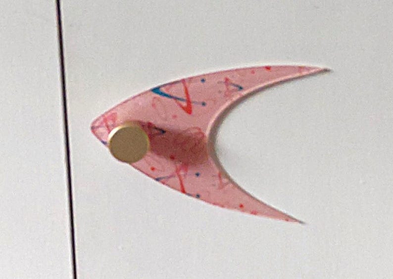 Mid-century Modern Boomerang Backplate & Brass Knob Set: Cosmic ...