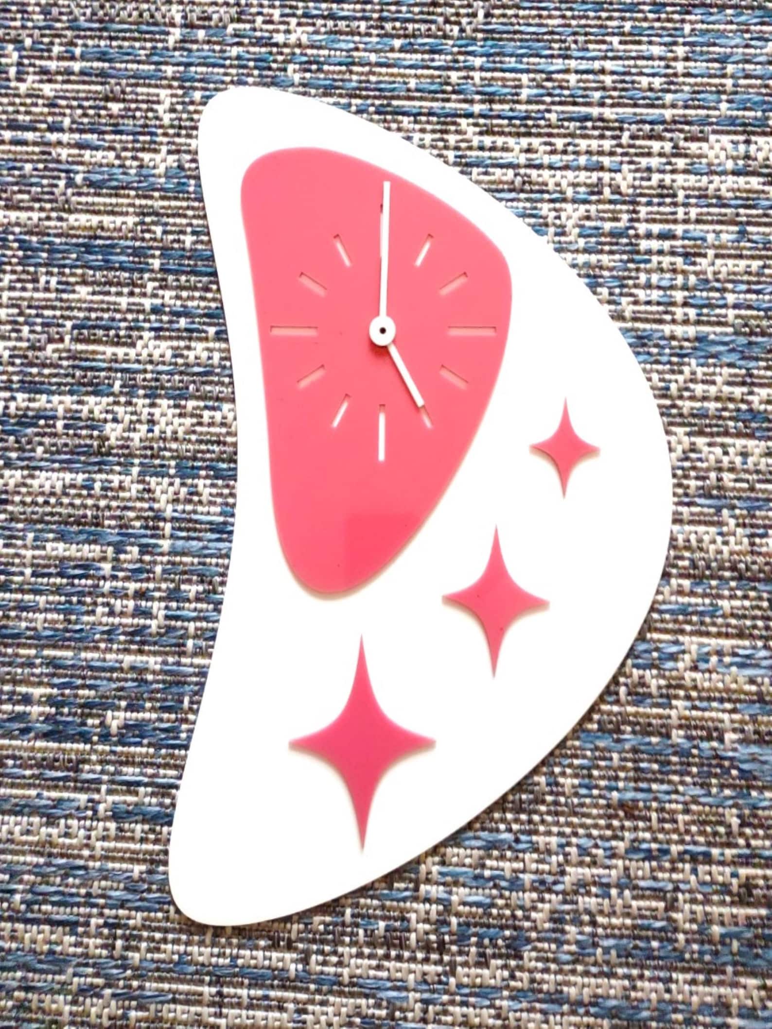 Boomerang Acrylic Wall Clock: Mid Century Modern Retro Decor - Etsy