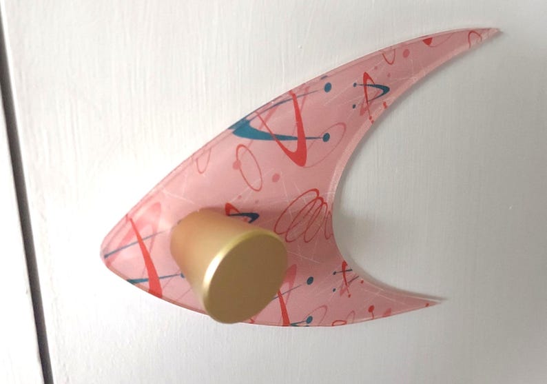 Mid-century Modern Boomerang Backplate & Brass Knob Set: Cosmic ...