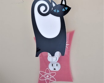 Mid Century Modern Night Light Black Cat Atomic Design Night Light ...