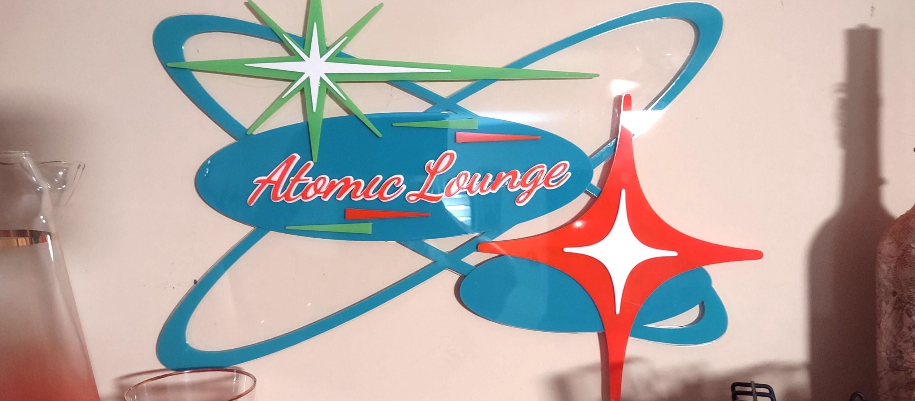 Personalized Mid Century Modern Atomic Sign: Layered Acrylic Retro Wall ...