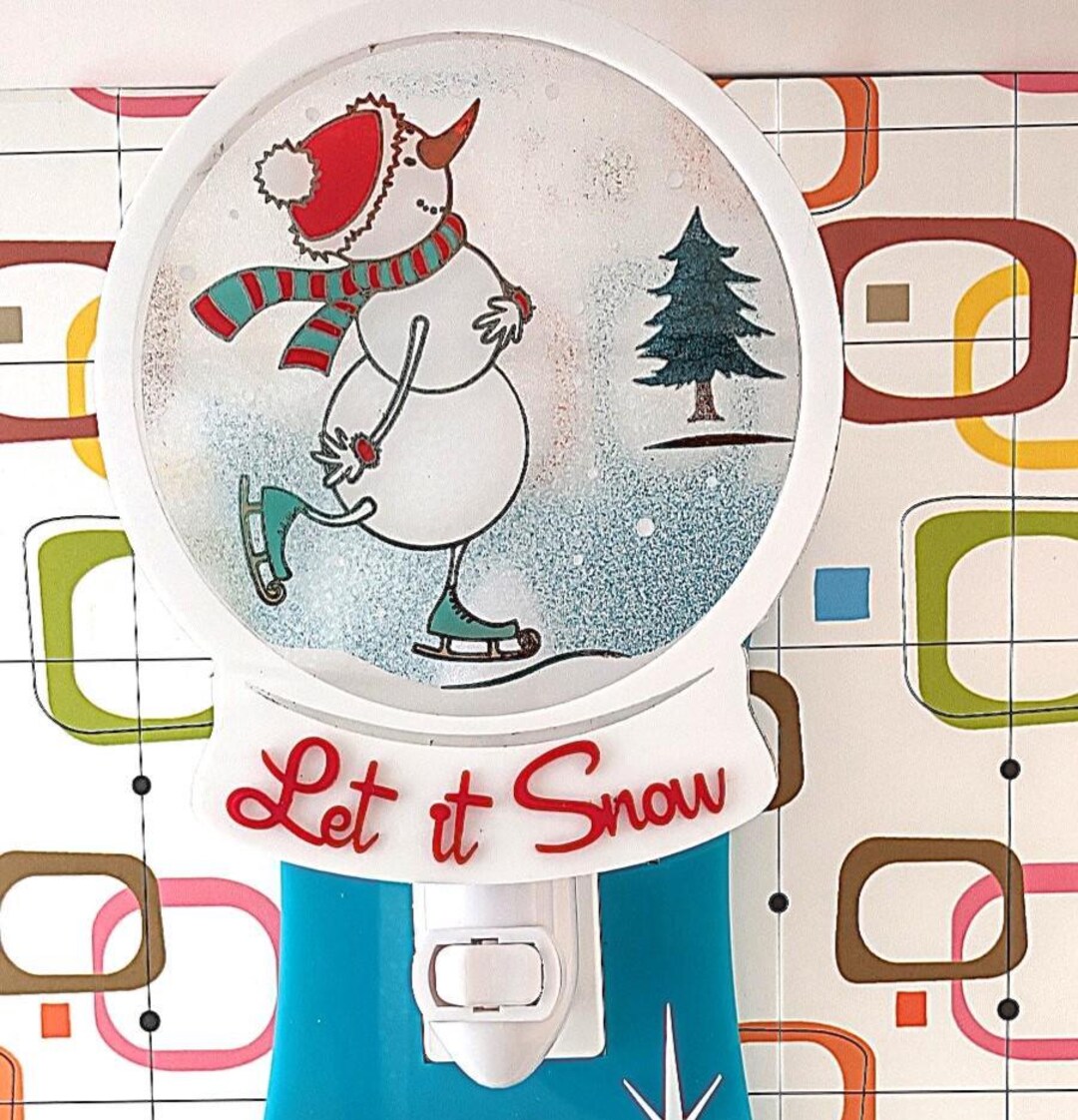 Retro Snowman Snow Globe Night Light: Reverse Hand-painted Acrylic - Etsy
