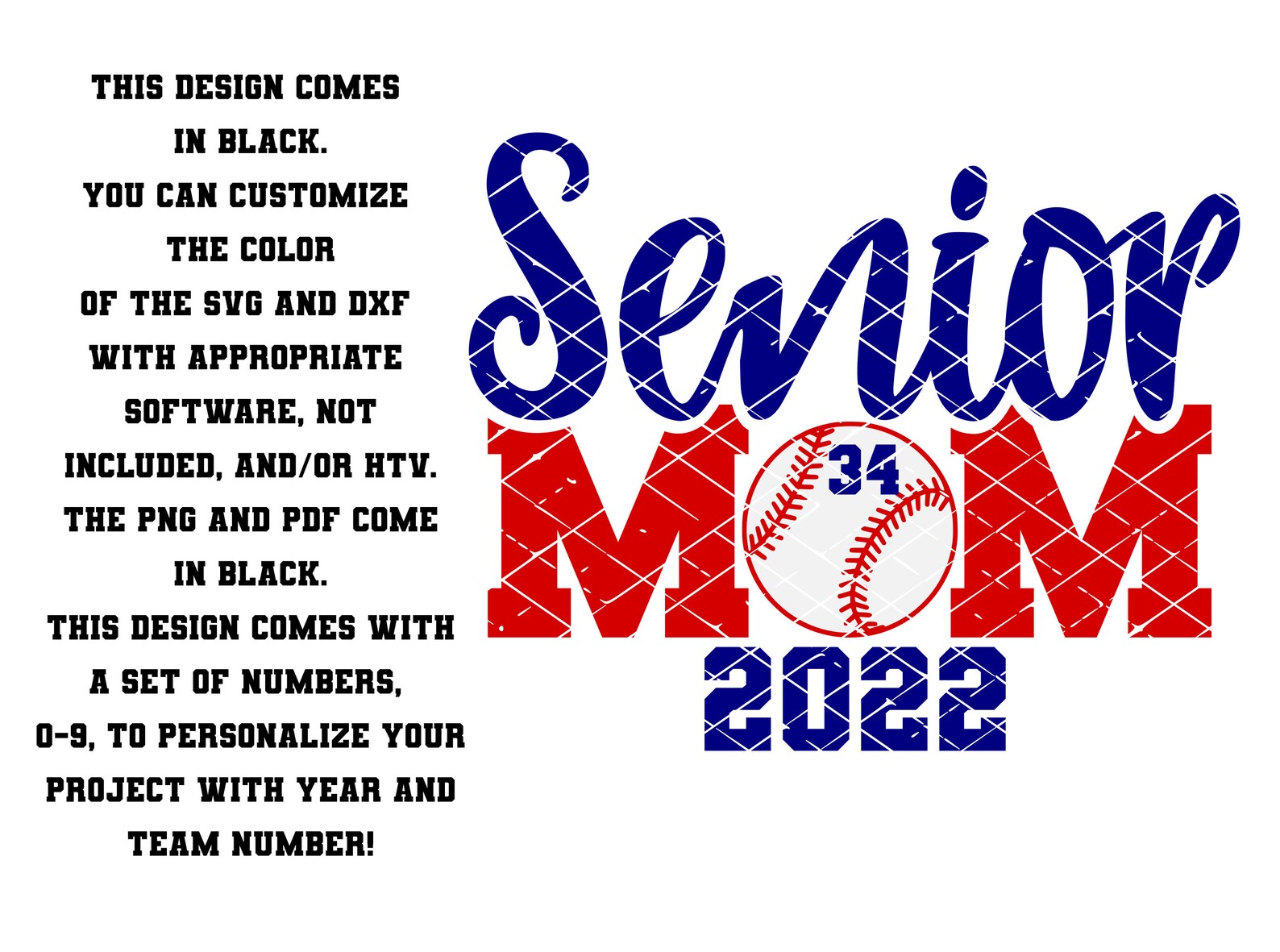 Senior Mom Baseball Mom SVG Tshirt Design Dxf Png Pdf. | Etsy