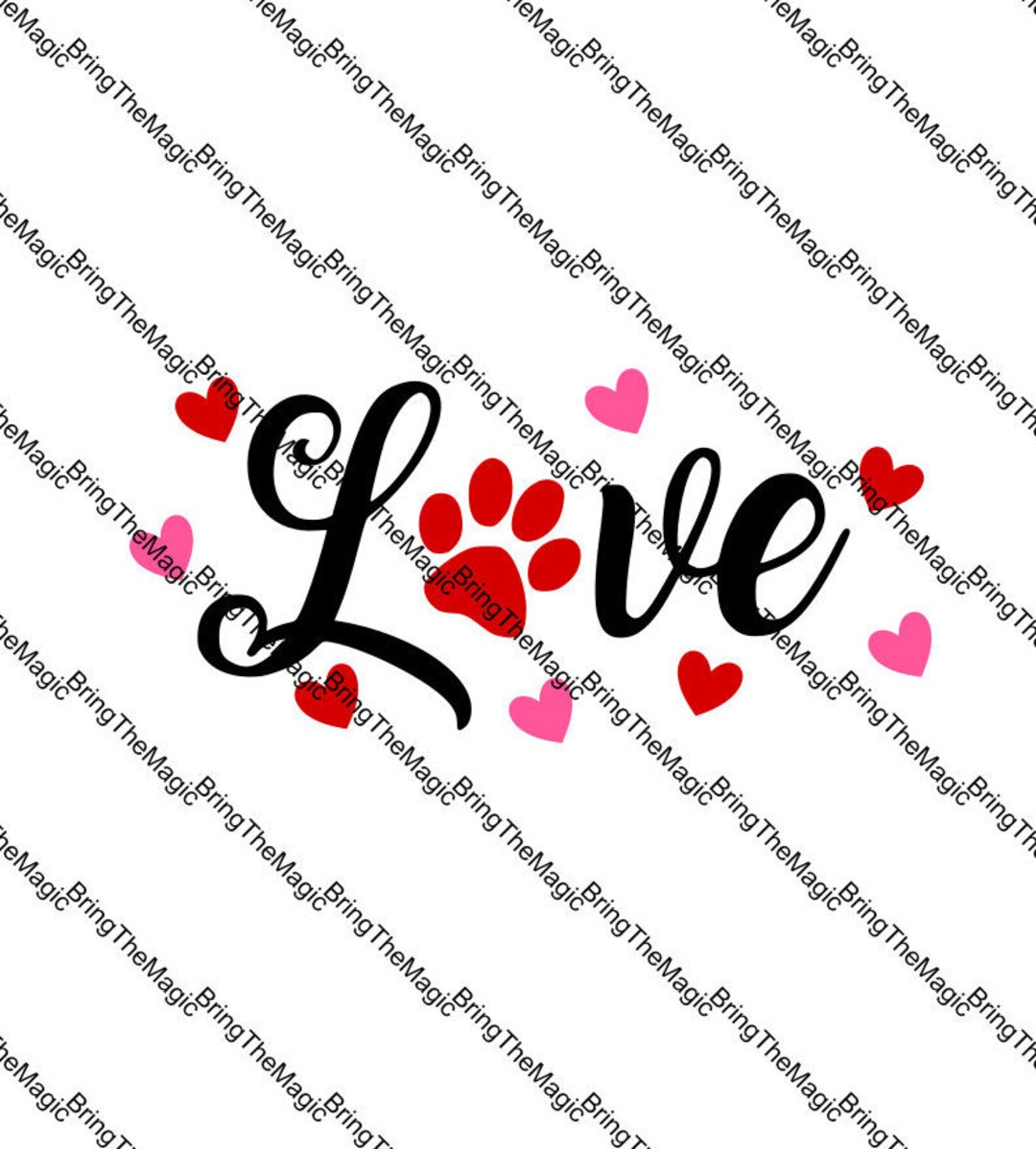 Love Paw Print Animal Lover Dog Lover Cat Lover Valentines Day - Etsy