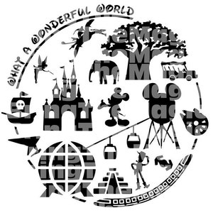 What a Wonderful World, SVG, DIY Tshirt Design, Theme Park Vacation ...