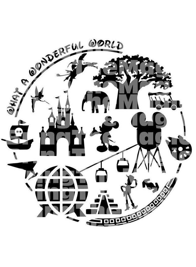 What a Wonderful World SVG DIY Tshirt Design Theme Park - Etsy