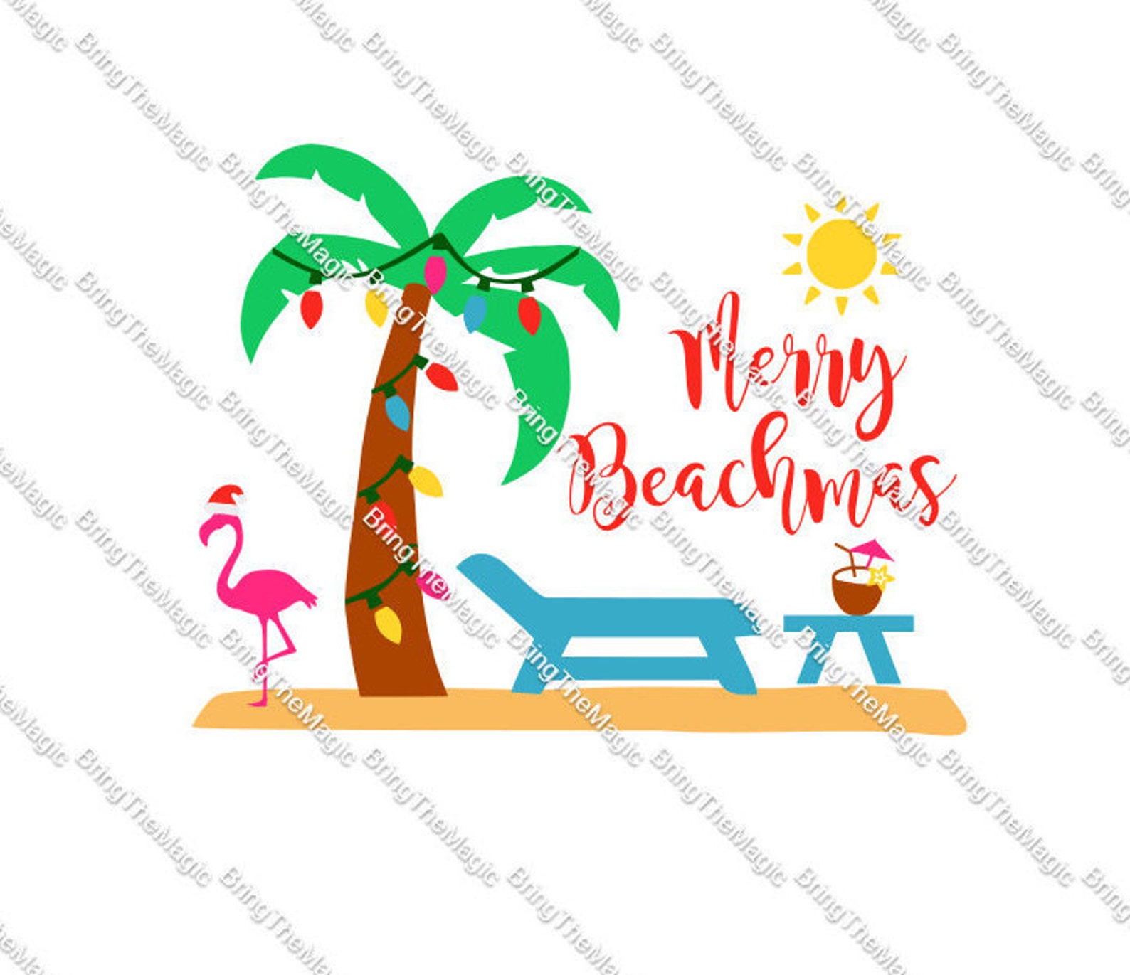 Tropical Christmas SVG Merry Beachmas Tropical Beach Christmas Xmas ...