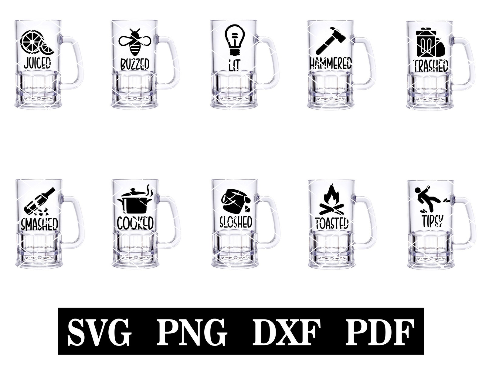 Boozy Bundle, 10 Designs! Svg-png-pdf-dxf DIY Tshirts, Decals, Wine ...