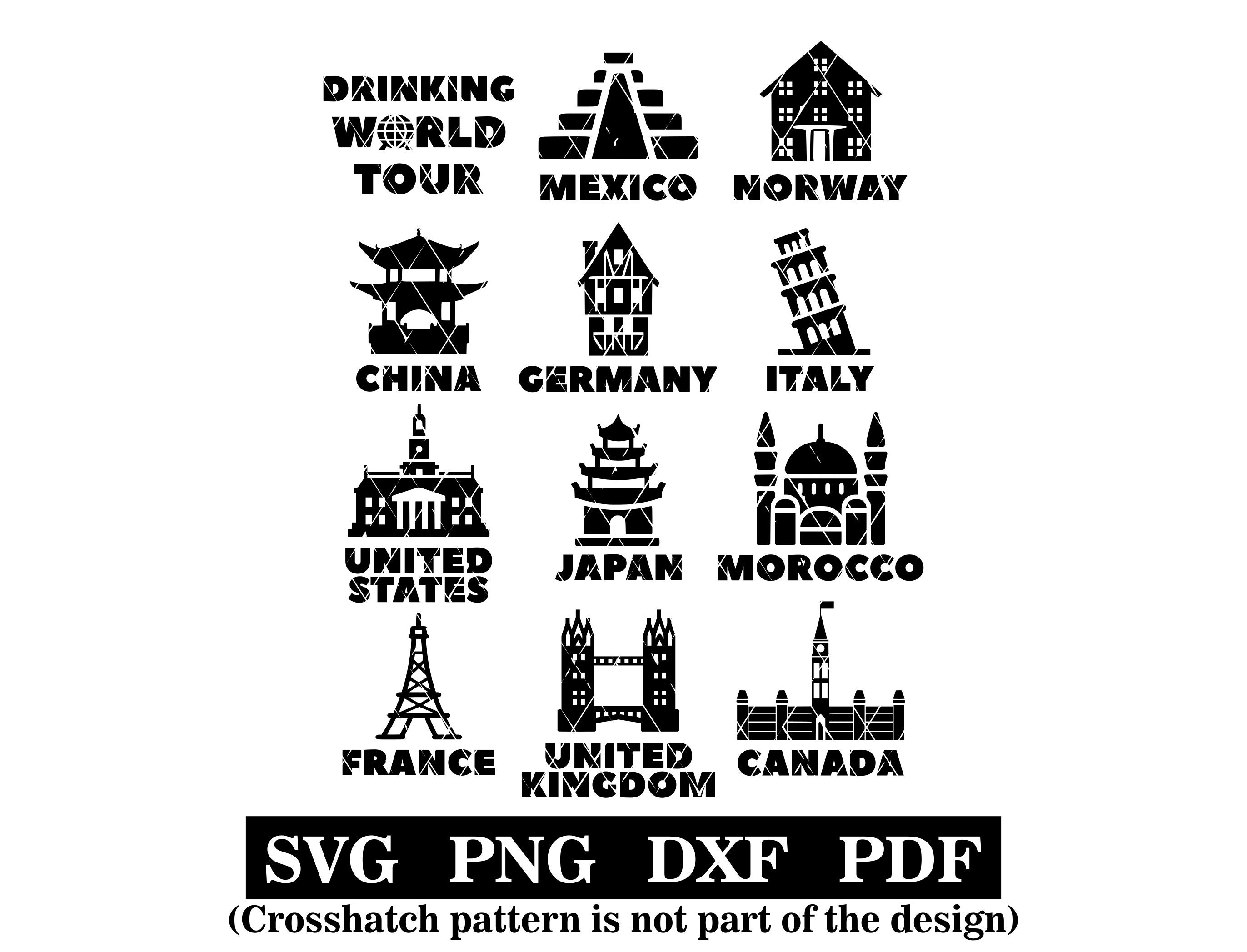 Drinking World Tour Countries Svg-png-pdf-dxf Tshirt Design - Etsy