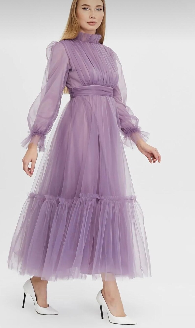 Modest,tulle Wedding Dress, Wedding Guest Dress,long Sleeve Dress, High ...