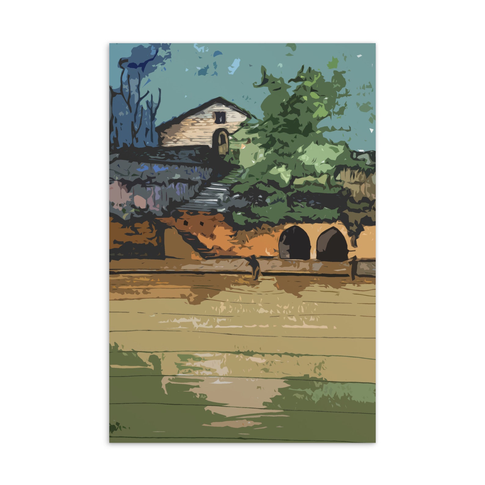 Standard Postcard - Country Landscape Scenery, Lake and Old House - Etsy