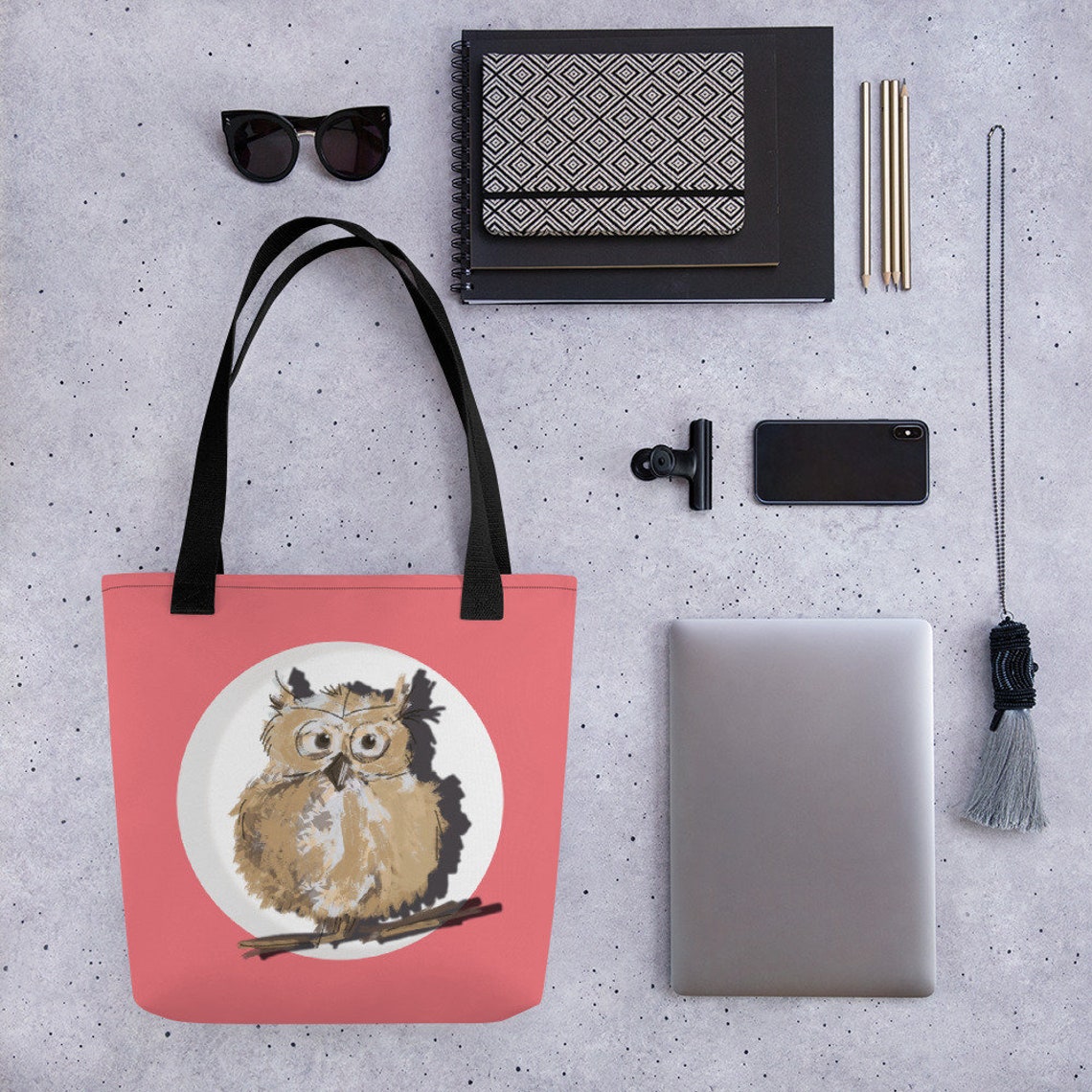 Tote Bag With Owl Print - Etsy