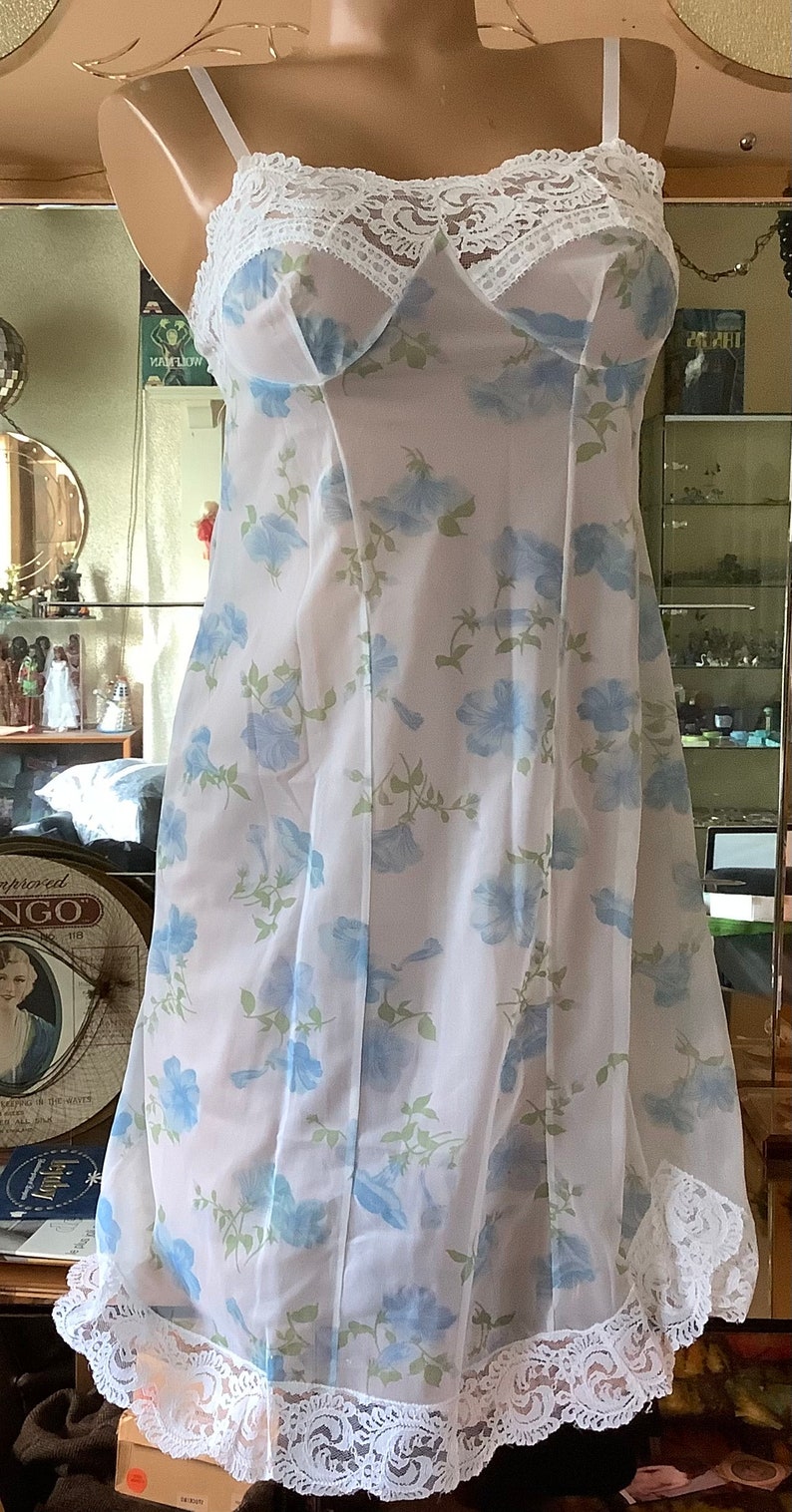 Vintage Floral Perlon Sheer Slip - Etsy UK