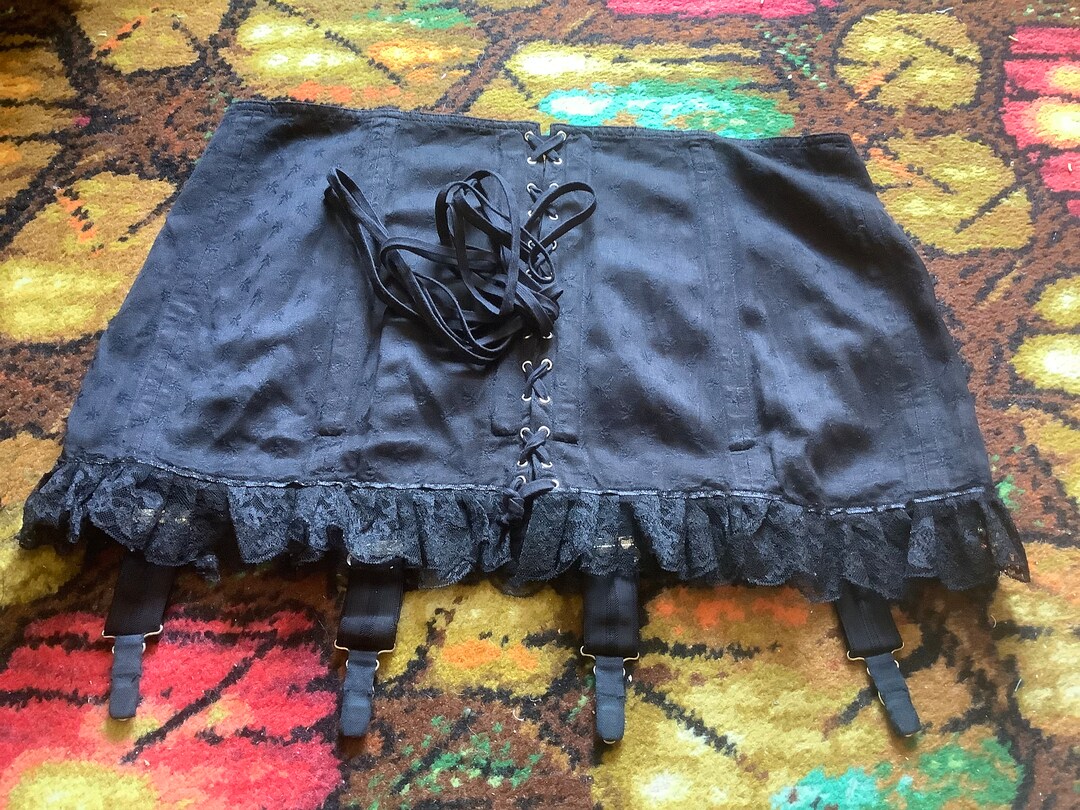 Vintage Black Boned Cotton Coutil Girdle - Etsy