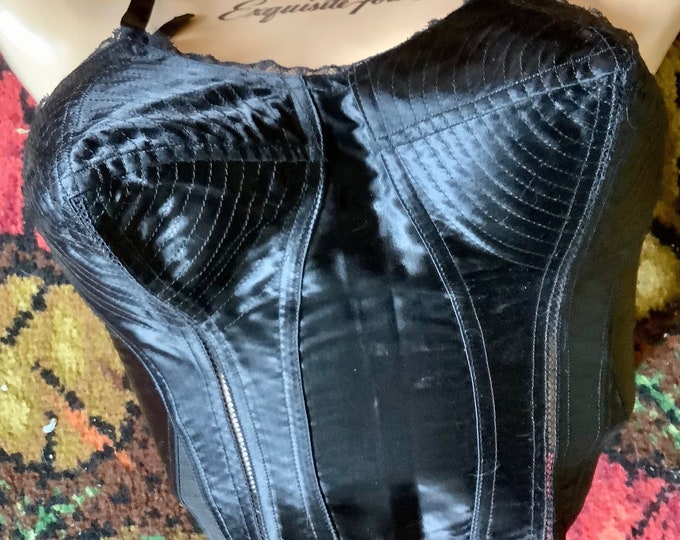 Black Shiny Satin Longline Bullet Bra New Fit - Etsy