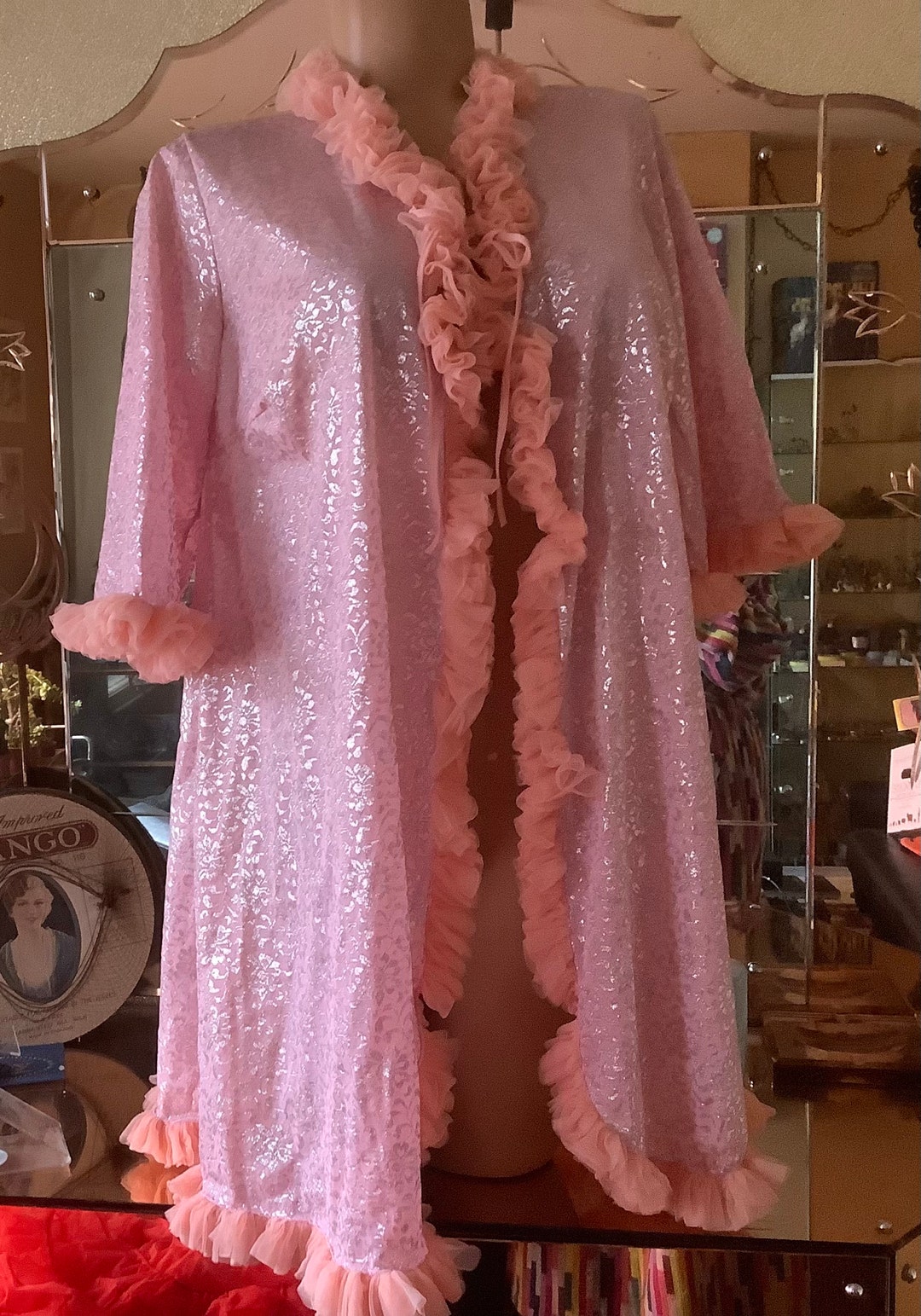 Richard Shops Peignoir Robe Nylon and Lace Vintage - Etsy