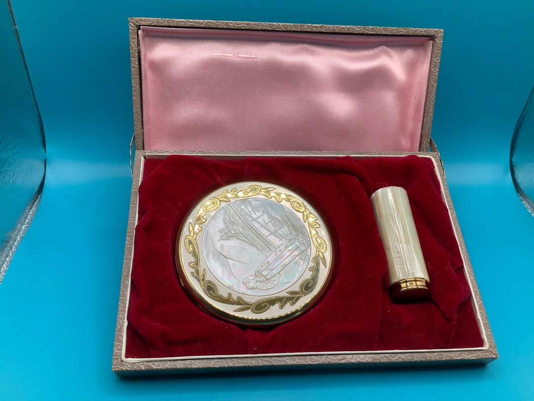 Vintage Mother of Pearl Gift Set Compact Lipstick Case - Etsy