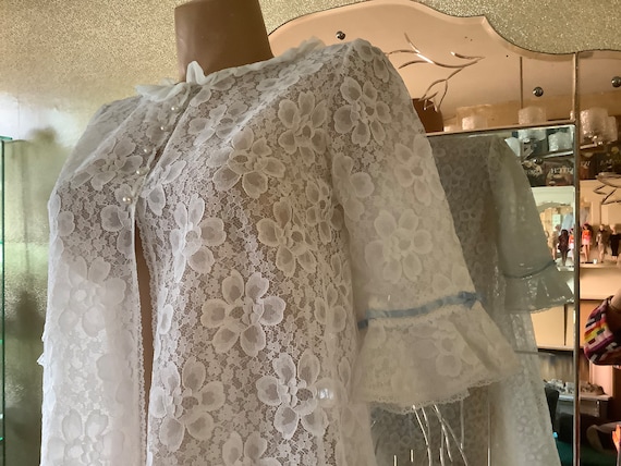 White sheer lace Peignoir robe - Gem