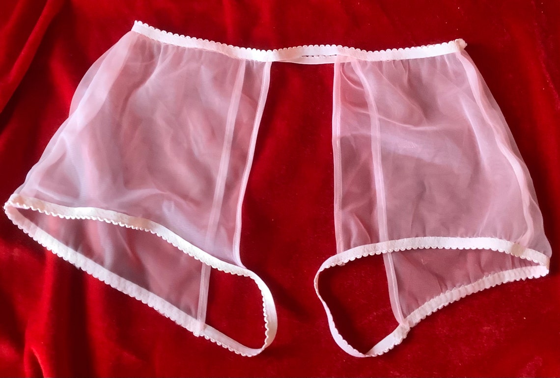 Vintage Style Sheer Nylon Crotchless Panties Etsy Uk