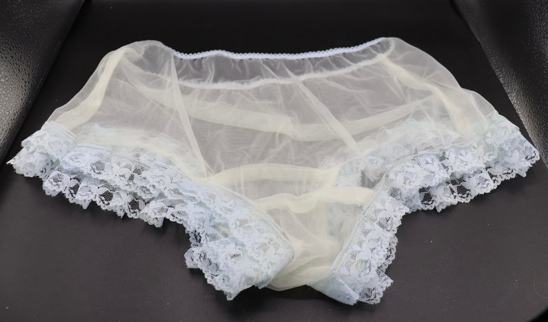 Vintage Style Fetish Sheer Nylon Panties Trimmed With Lace Etsy
